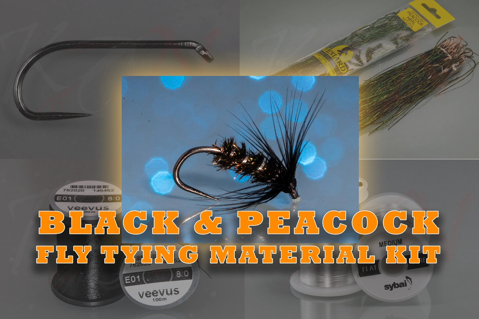 Fly Tying Kit - Black & Peacock wet fly pattern for trout, chub ...