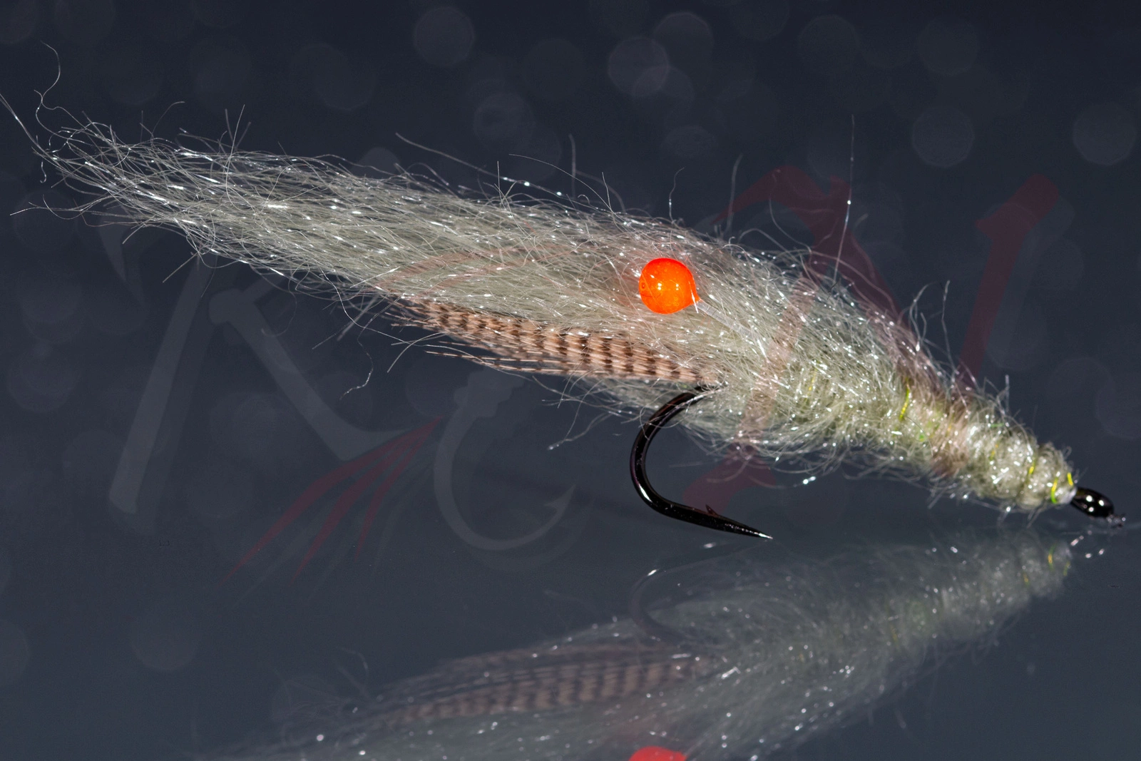 Sea trout fly Shrimp with fluorescent eyes